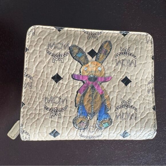 MCM | Bags | Mcm Mini Rabbitzip Around Wallet In Visetos Beige | Poshmark